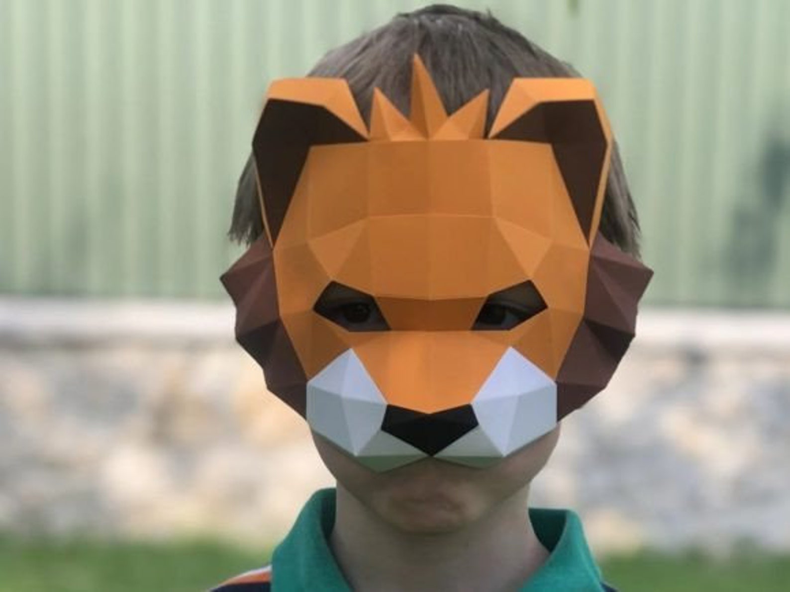 Lion 3D Papercraft Mask Template, Low Poly Paper Mask, Unique Costume, Animal Mask, PDF Pattern ...