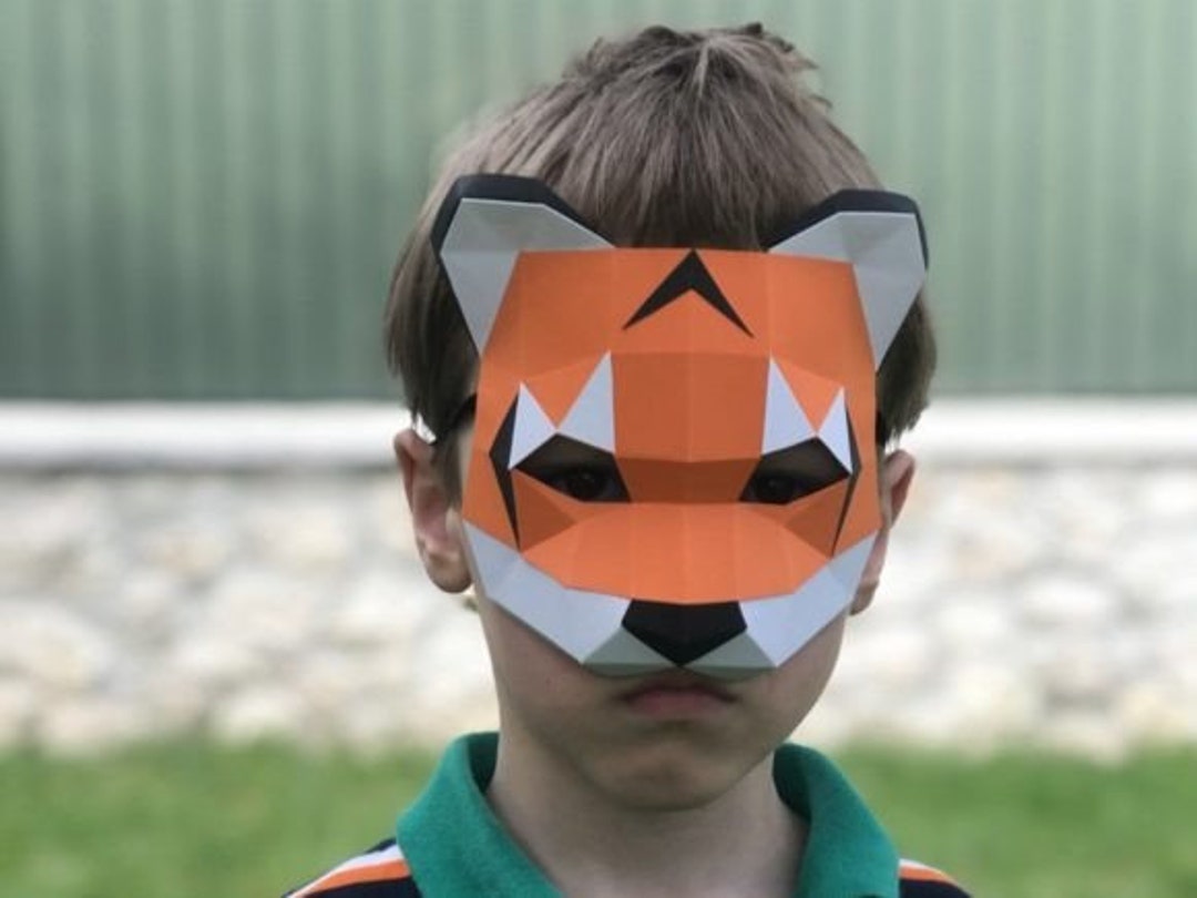Tiger 3D Papercraft Mask Template, Low Poly Paper Mask, Unique Costume ...