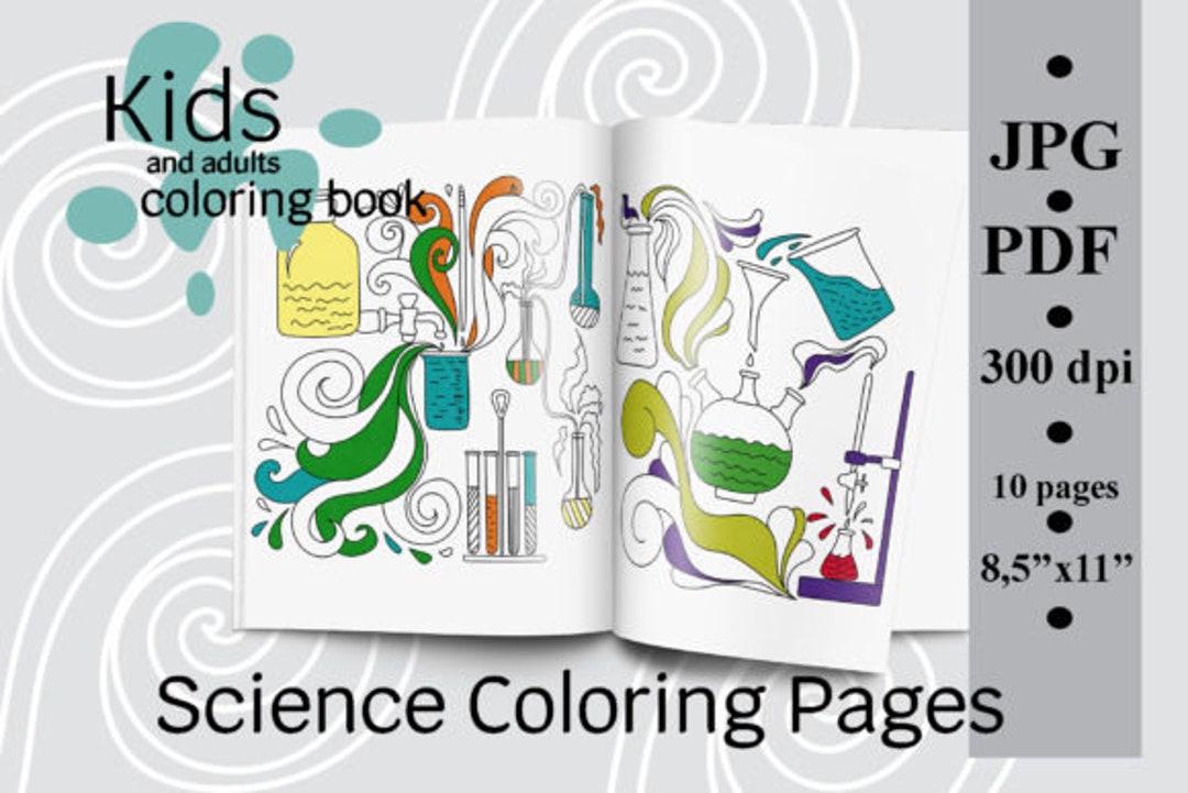 Science Coloring Book | Coloring Book for Kids and Adults | Scientist ...