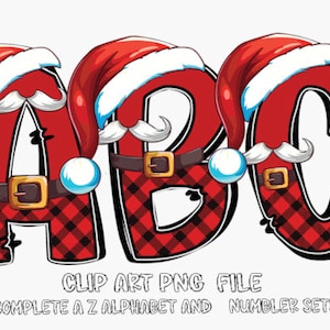 Christmas Alphabet Set With Clipart | PNG Files | Doodle Letters ...