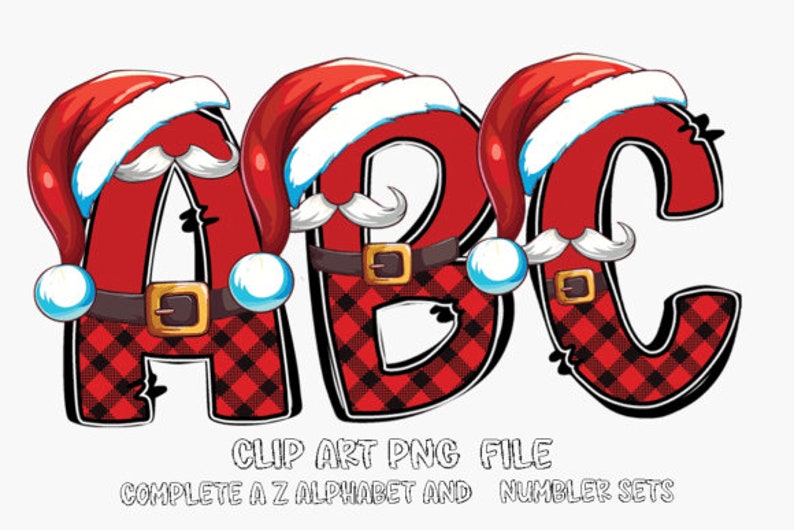 Christmas Alphabet Set With Clipart | PNG Files | Doodle Letters ...