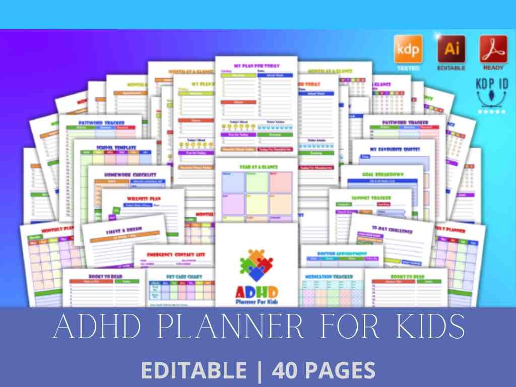 Printable ADHD Planner for Kids ADHD Planner Student School Checklist ...
