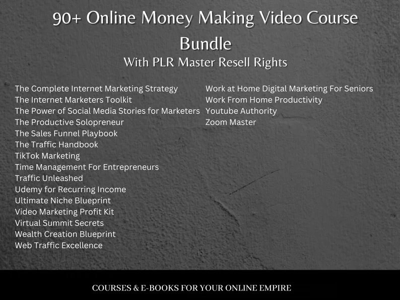 90 Video Course PLR Bundle With Resell Rights Online Money Making ...