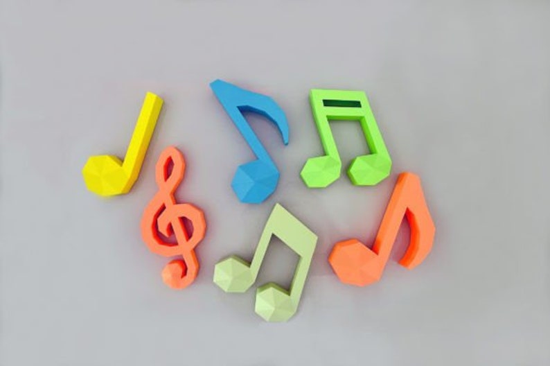 DIY Musical Notes 3D Papercraft Kit, Papercraft Music Notes, 3D Paper ...