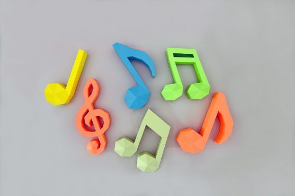 DIY Musical Notes 3D Papercraft Kit, Papercraft Music Notes, 3D Paper ...
