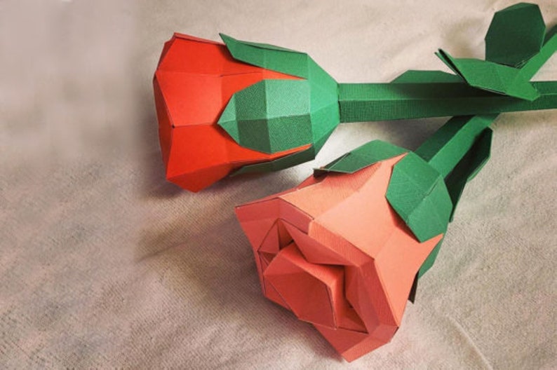 DIY Rose 3D Papercraft Kit, Easy Paper Rose Template, Printable Rose ...