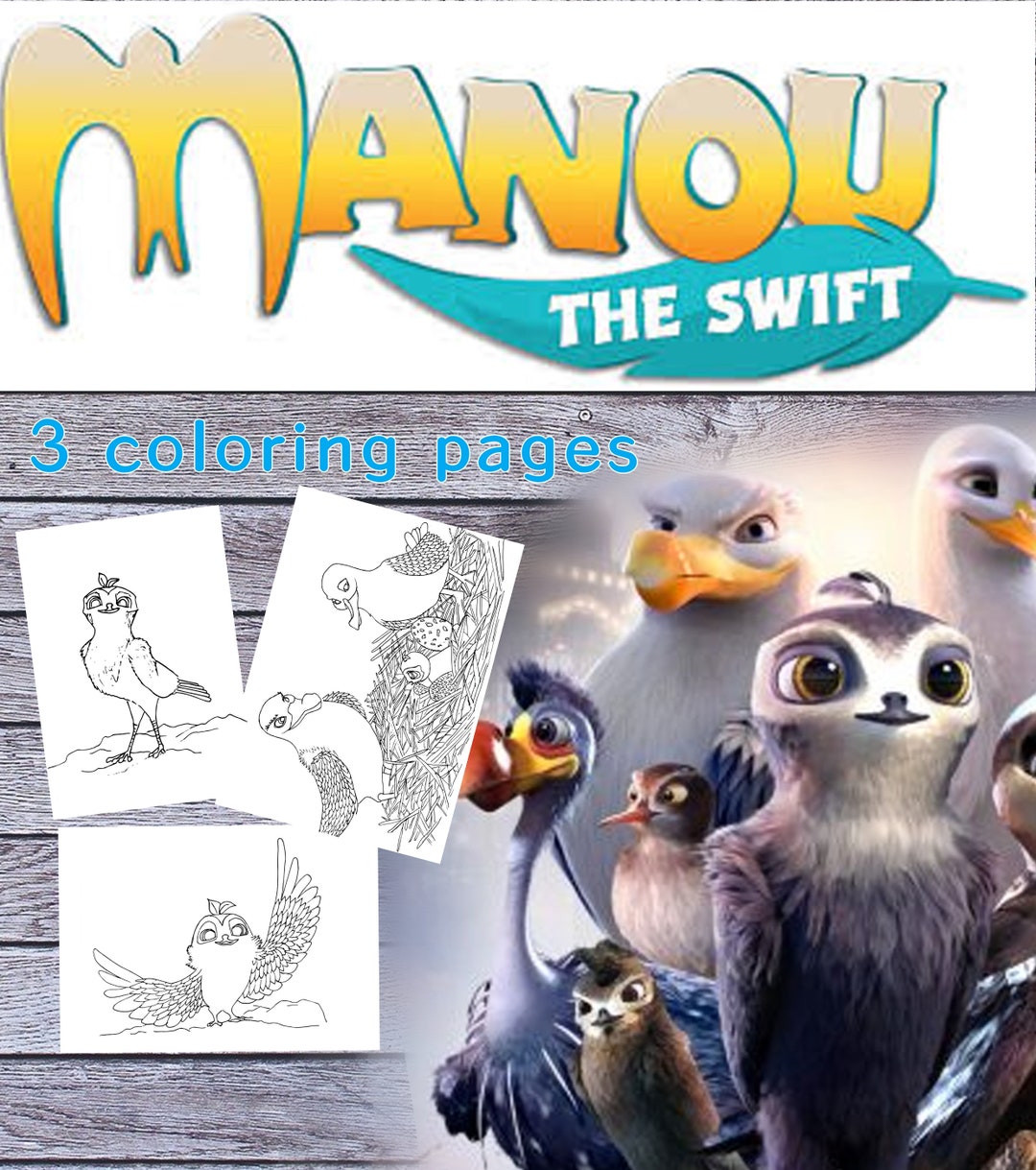 Manou the Swift Printable Coloring Pages | Three Pages of Line Art ...