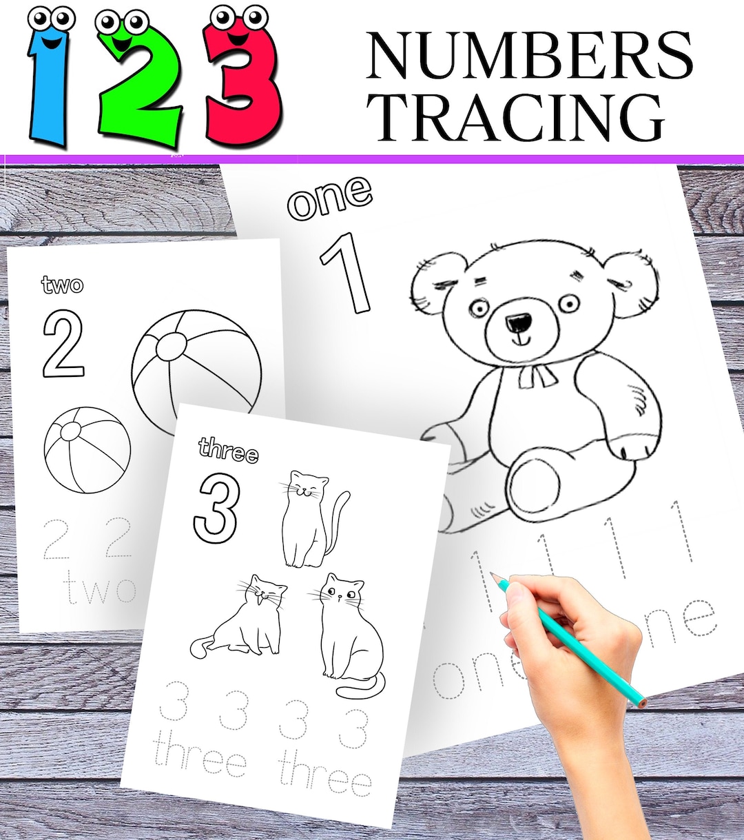 Printable 123 Tracing Pages for Kids, Preschooler, Toddler, Activity ...