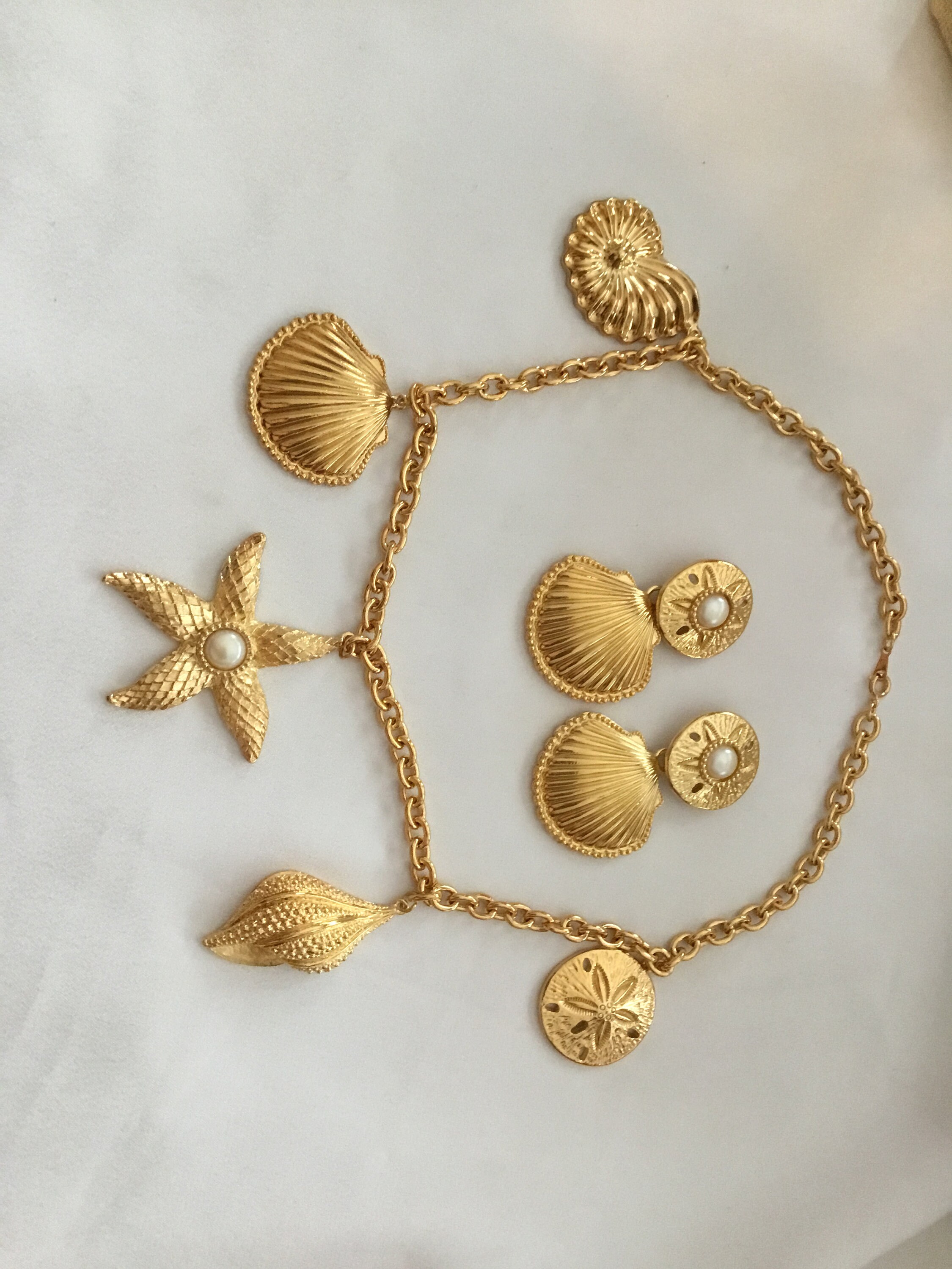 Kenneth KJL for Avon Royal Sea Starfish Shells Gold Tone Necklace ...