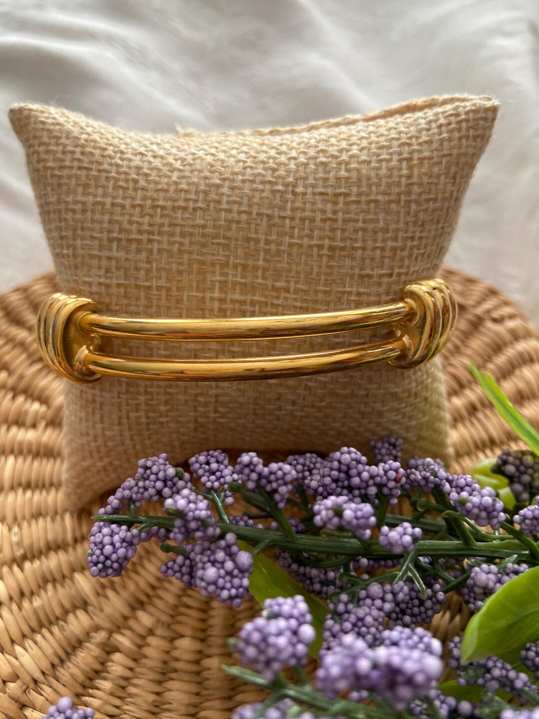 Vintage Monet Double Bar Gold Tone Bangle Bracelet - Etsy
