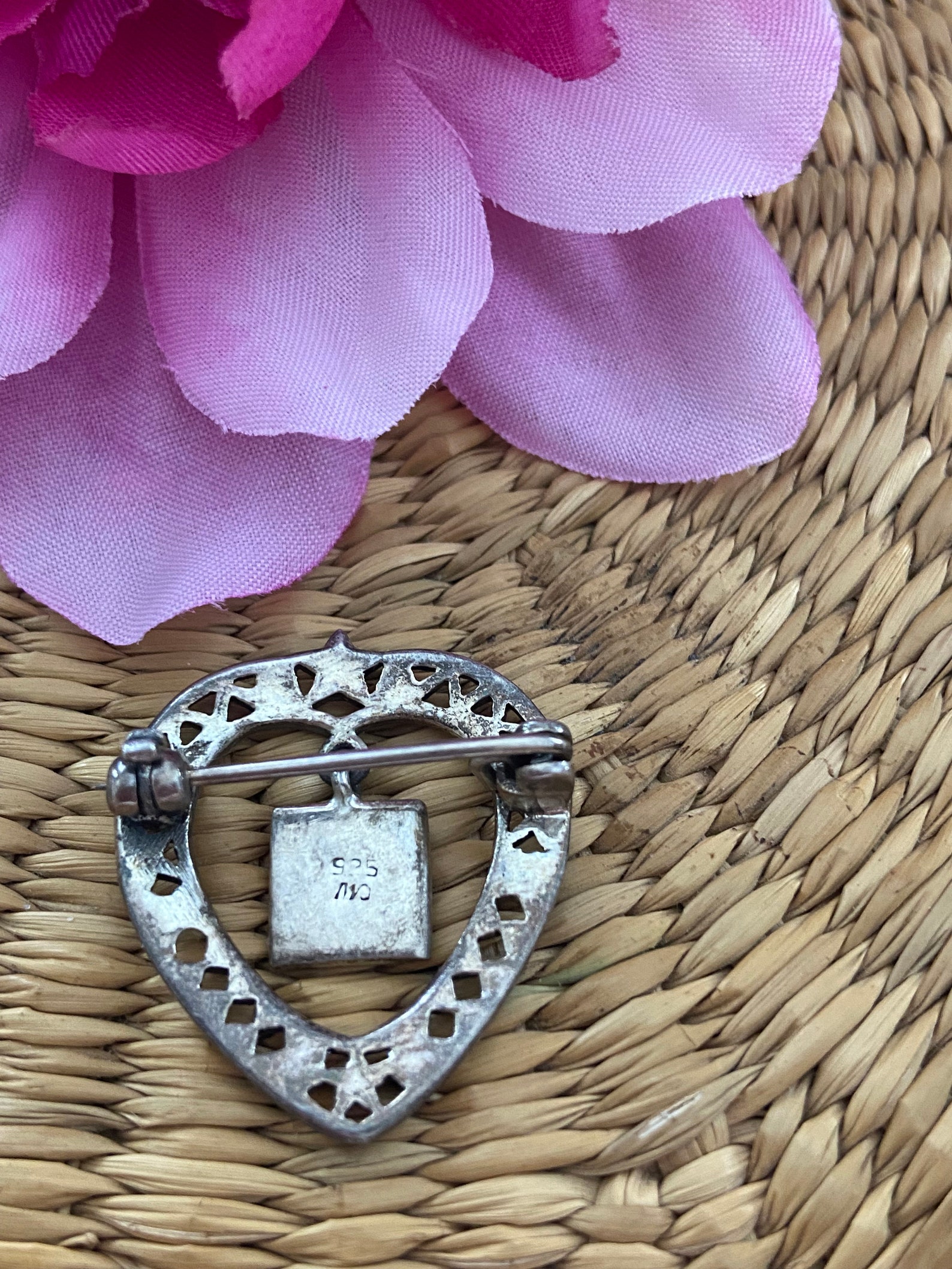 Vintage Sterling Silver Marcasite Heart Pin Brooch - Etsy