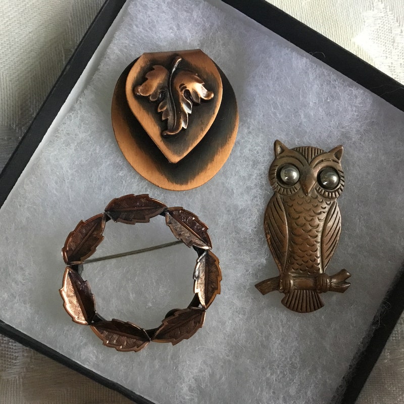 Copper Owl Pin - Etsy