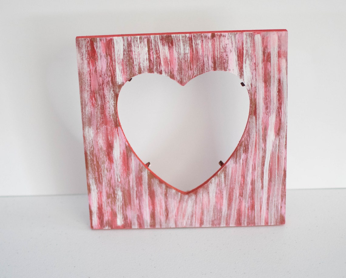 Pink and Red Picture Frame, Red Striped Decor, Pink and Red Decor, Pink ...