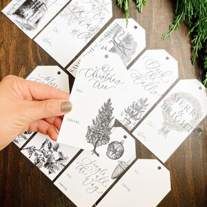 Christmas Gift Vintage Inspired Tag Set, Calligraphy Gift Tags, Holiday ...