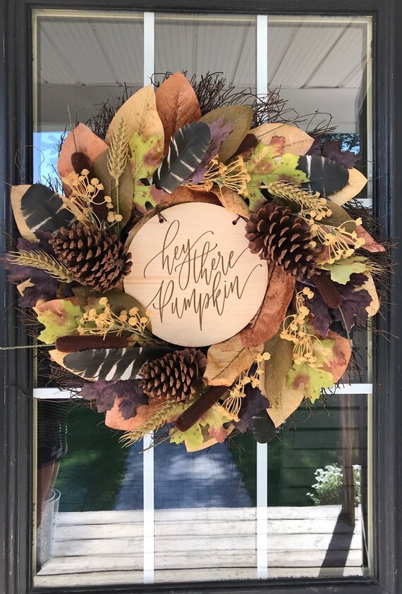 Fall Wreath Sign Hey There Pumpkin Wreath Sign Wood Sign Attachment ...