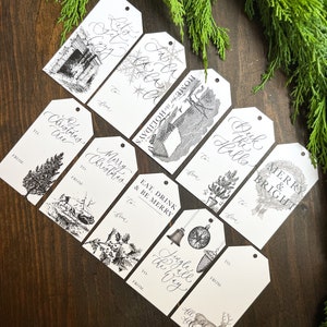 Christmas Gift Vintage Inspired Tag Set, Calligraphy Gift Tags, Holiday ...