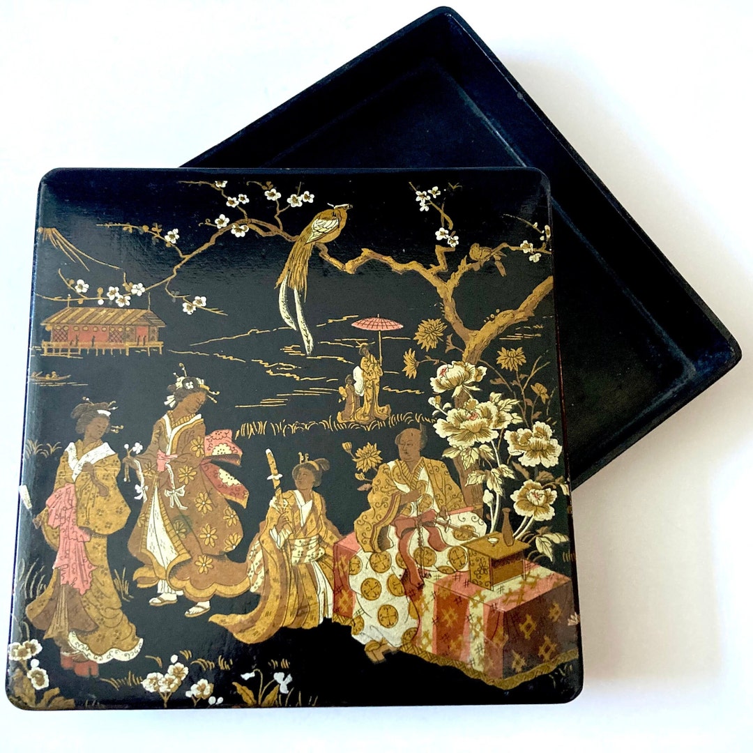 VICTORIAN CHOCOLATE BOX - 19th Century French Black Paper Mâché Box ...
