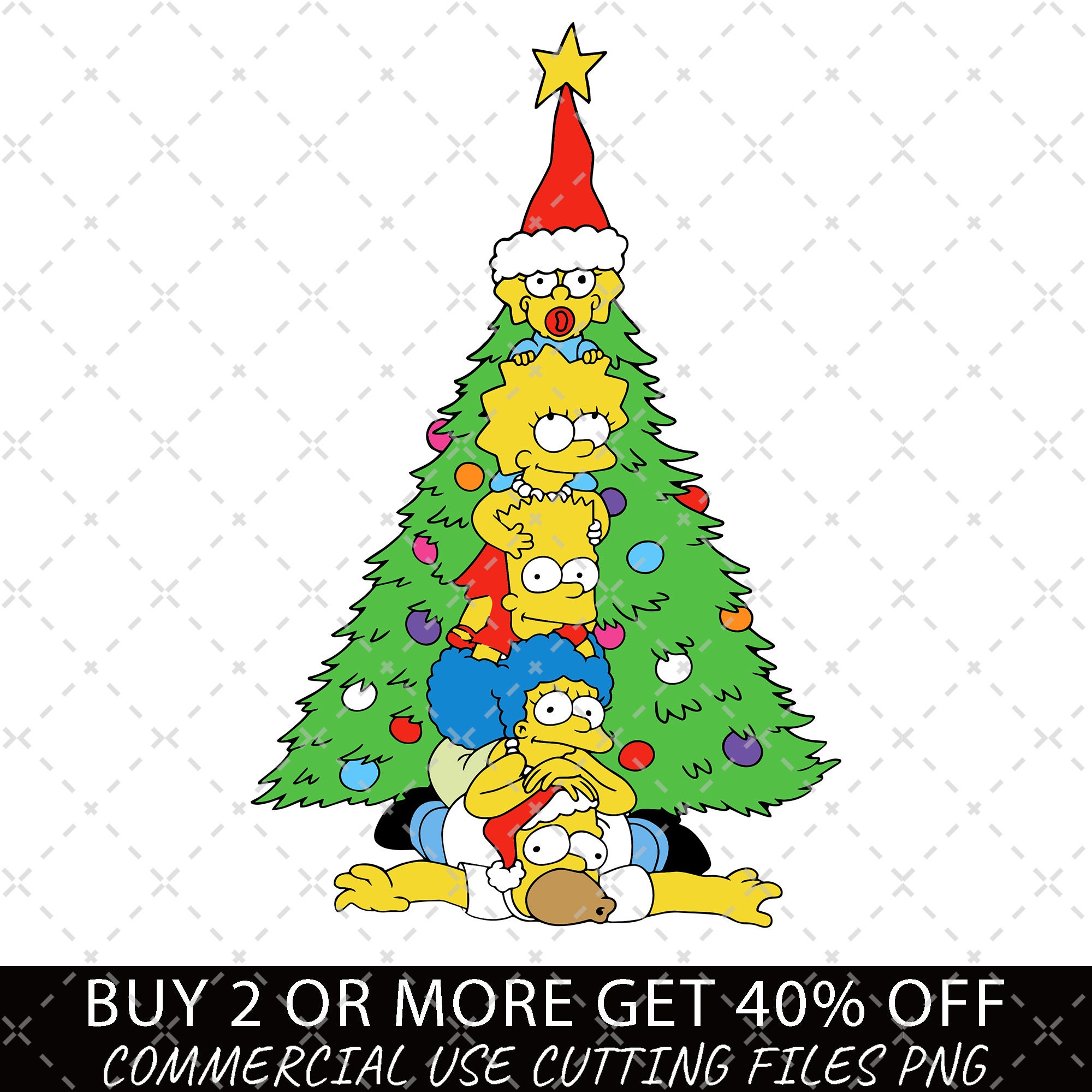 The Simpsons Christmas Lights Merry Xmas Png, Funny Homer Marge Bart ...