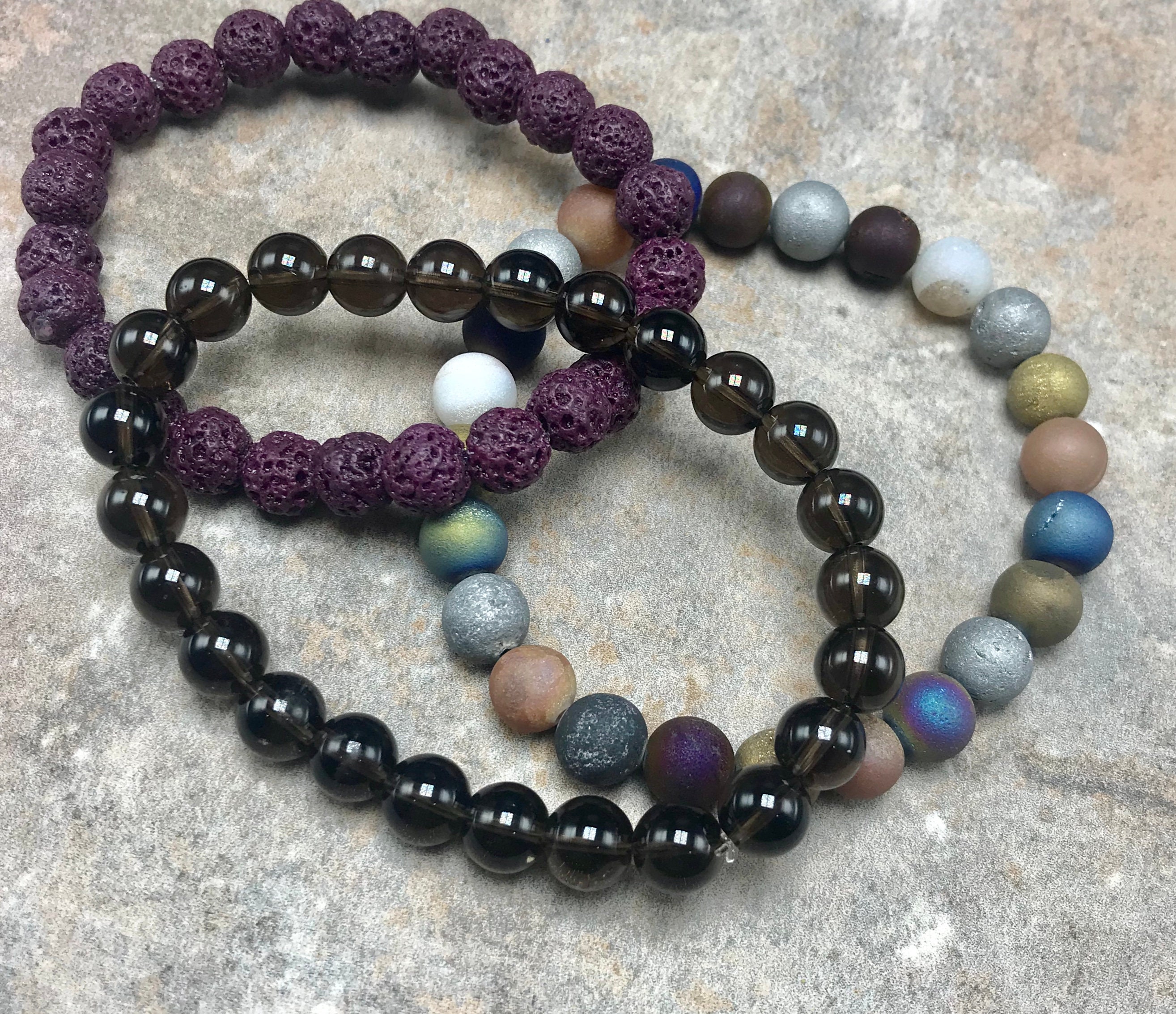 Stretch bracelets, Stacking bracelet set, Set of three bracelets, BOHO ...