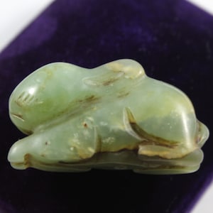 Vintage Chinese Carved Jade Rabbit Pendant - Etsy