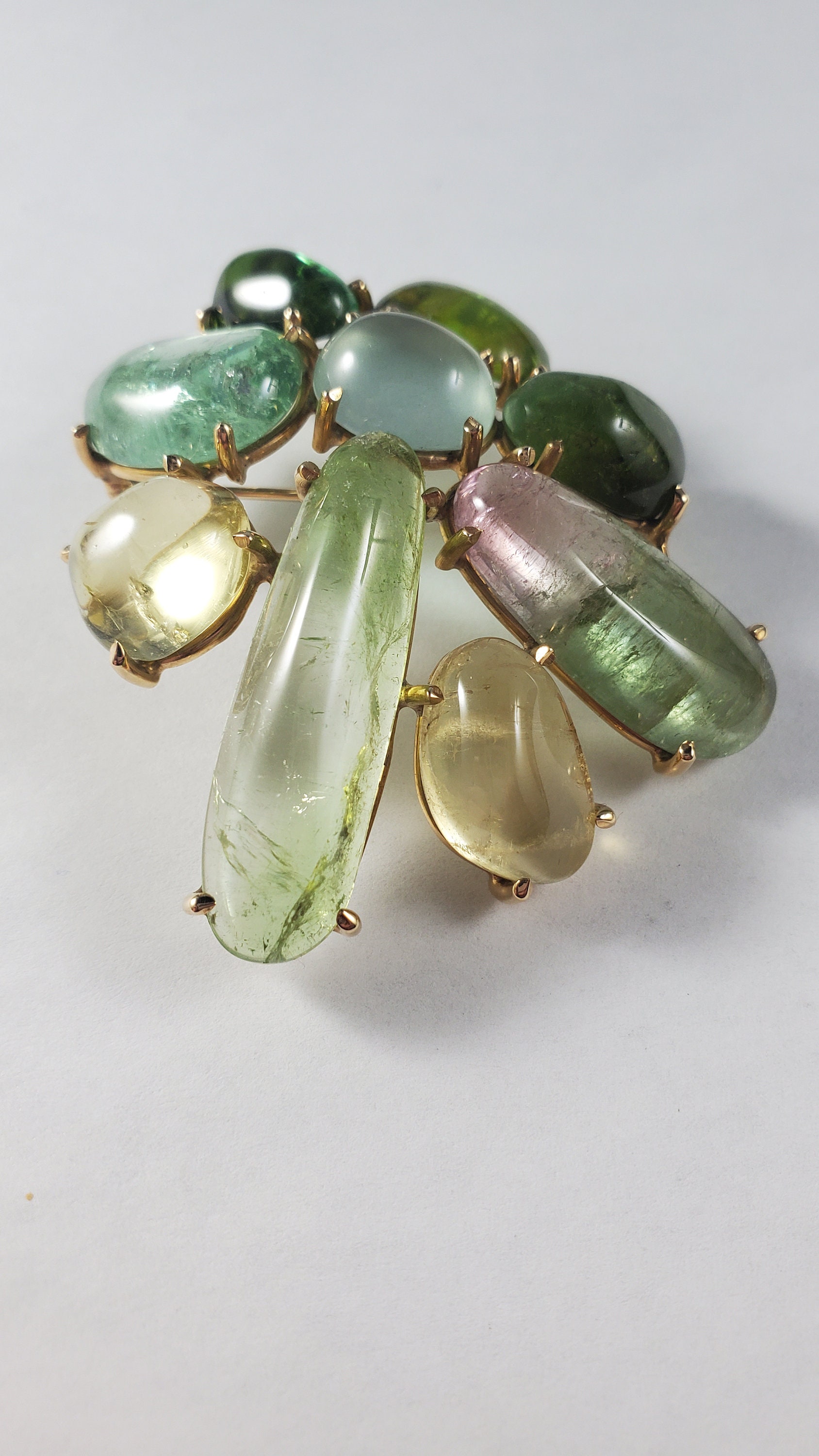 Vintage 14k Multi-color Large Tourmaline Pendant Brooch - Etsy