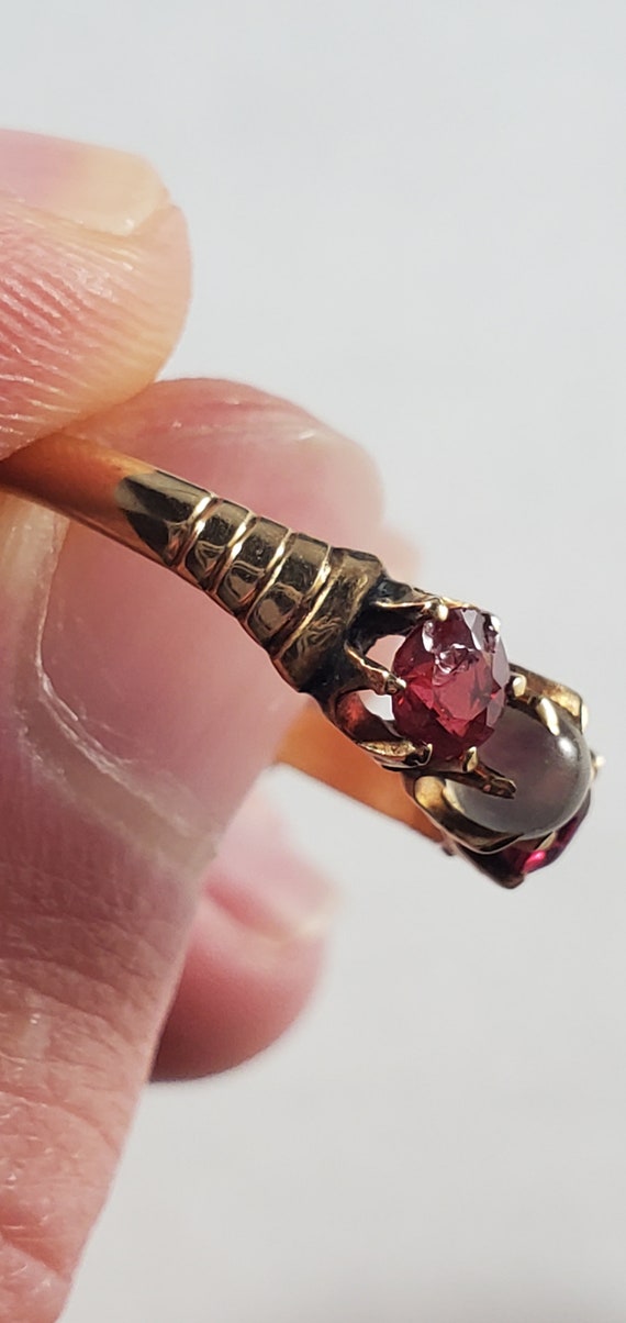 Antique Victorian 10k Ruby Moonstone Ring - Gem