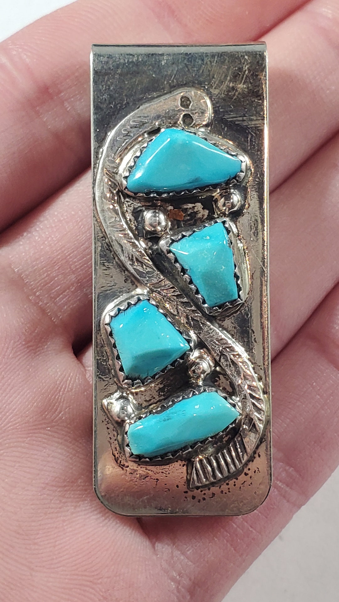 Vintage Snake Natural Turquoise Money Clip - Etsy