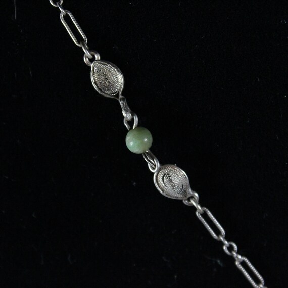 Antique Chinese Sterling Silver Carved Natural Jadeit… - Gem