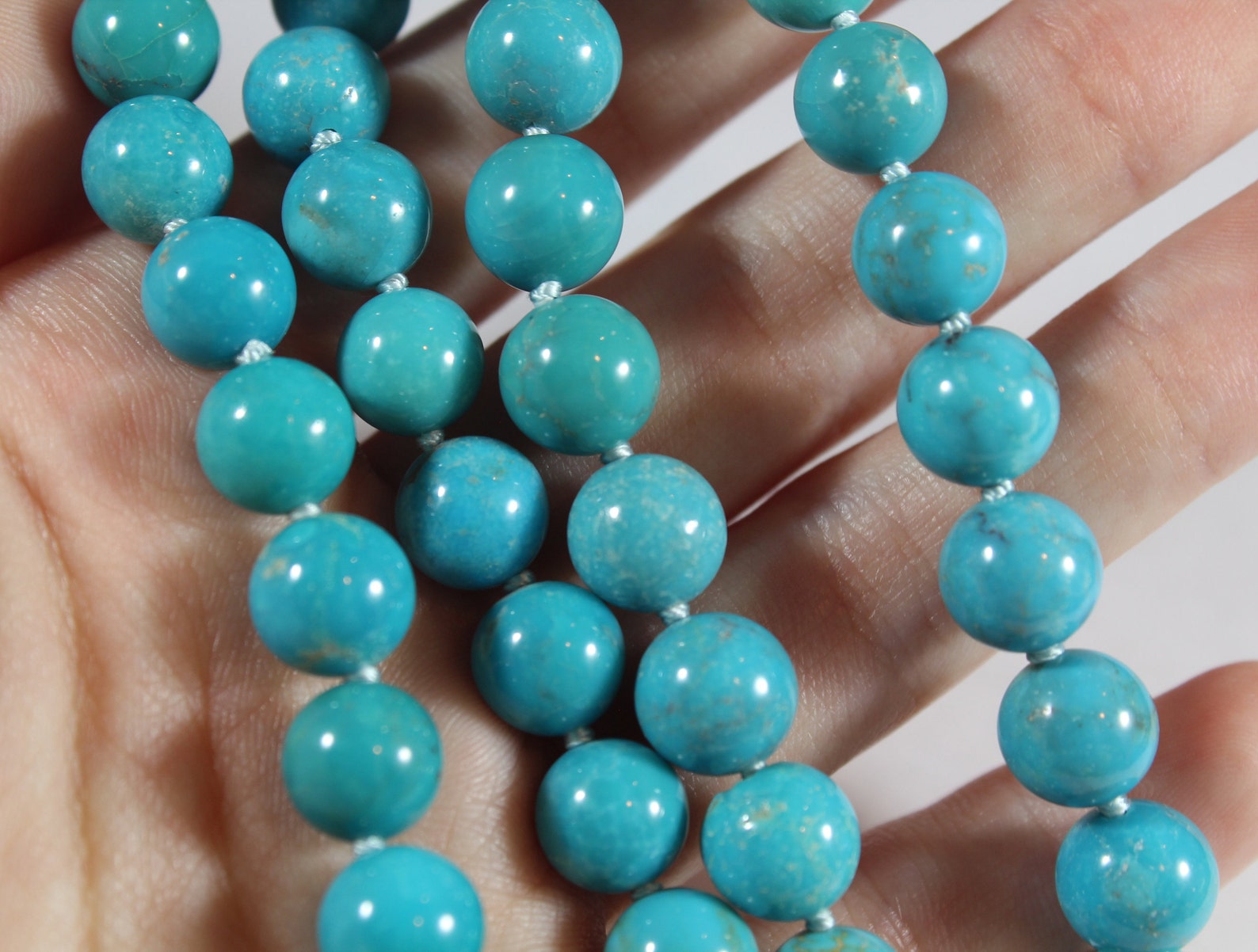 Vintage 14k Gold Natural Blue Turquoise Beaded Necklace - Etsy