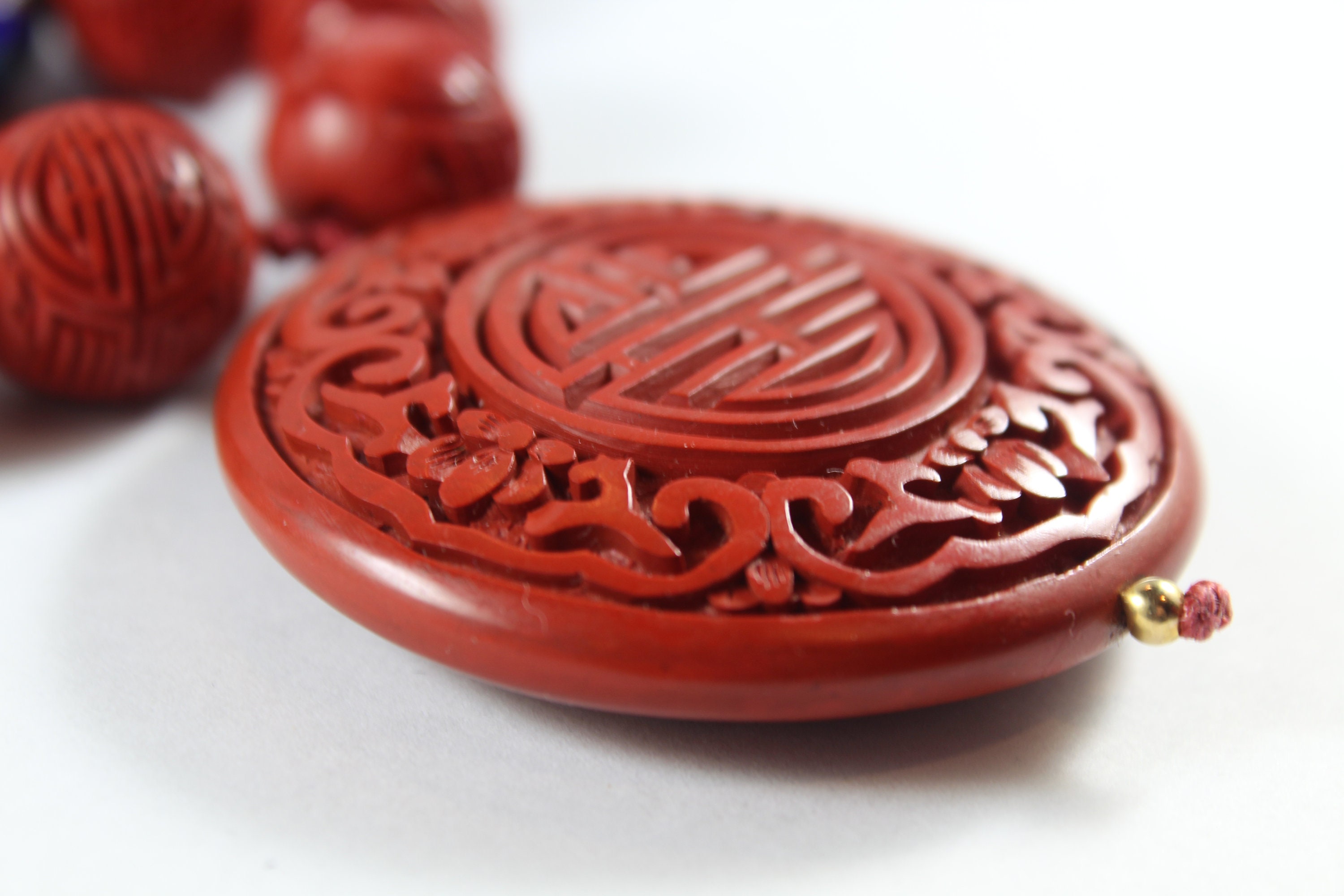 Vintage Chinese Symbol shou Cinnabar With - Etsy