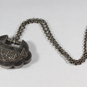 Antique Chinese Symbol Silver Flower Good Fortune Lock Necklace - Etsy