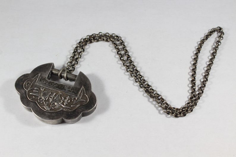 Antique Chinese Symbol Silver Flower Good Fortune Lock - Etsy