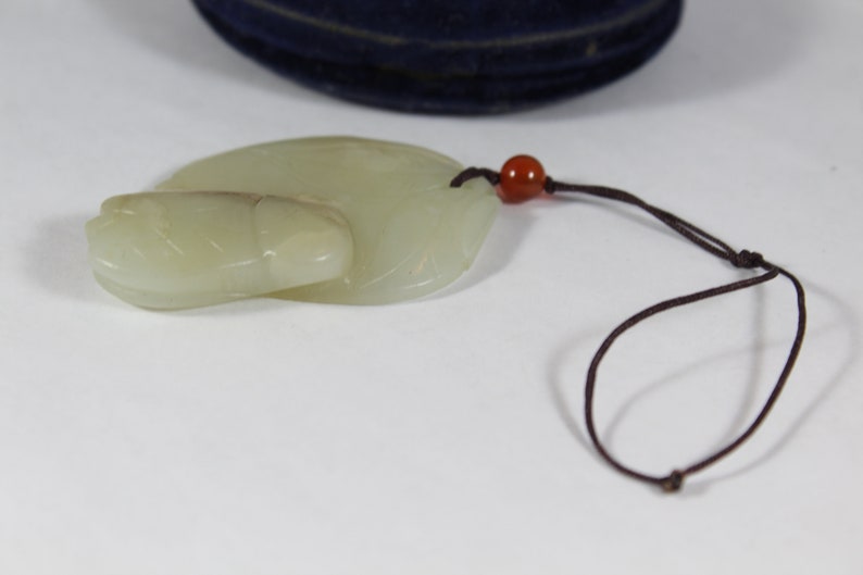 Antique Chinese Carved Cicada Bug and Mulberry Leaf Jade With - Etsy