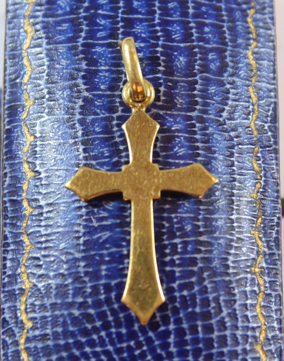Vintage 14k Gold Christian Cross Shape Pendant - Gem