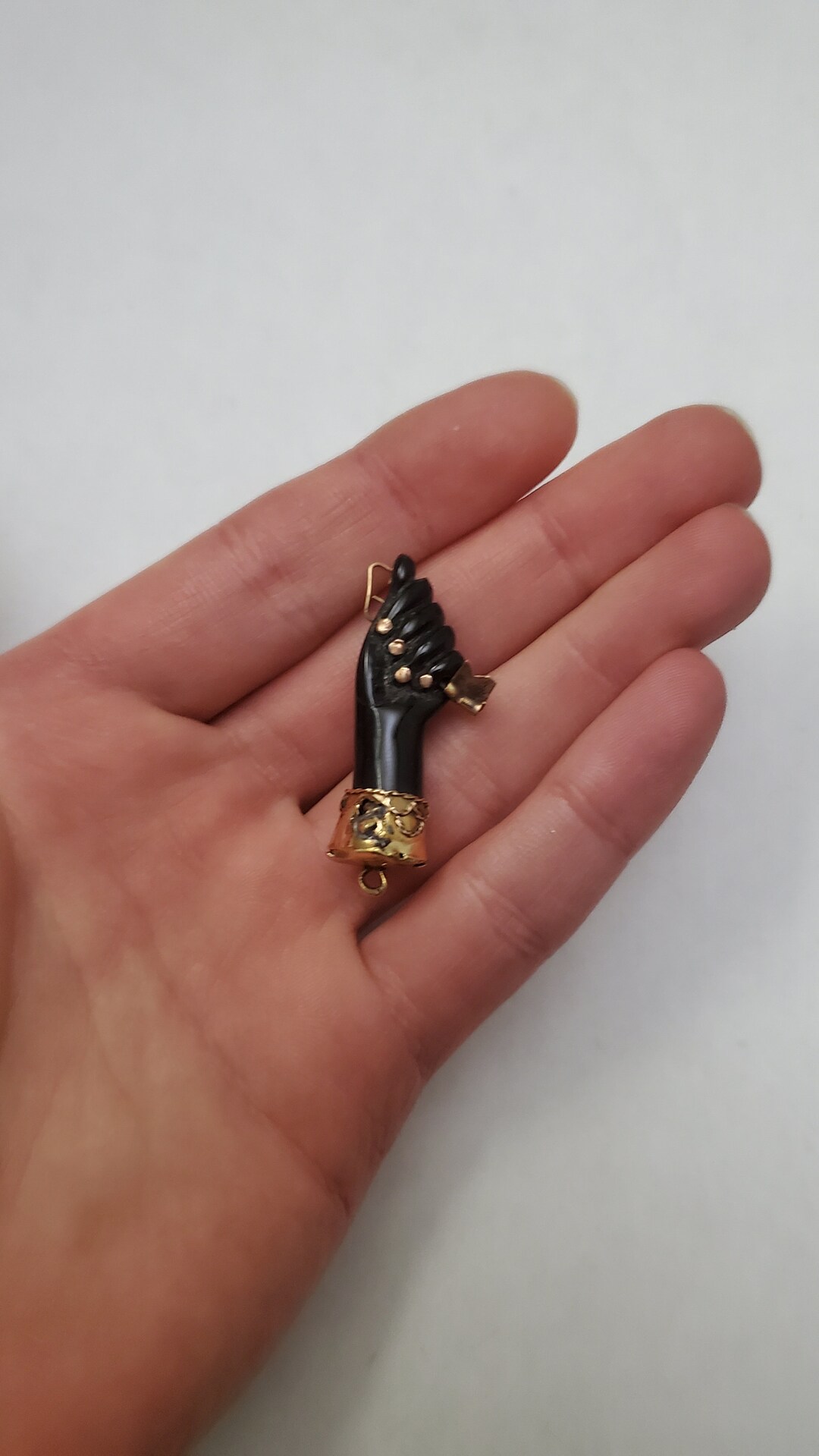 Antique 14k Gold, Black Mano Fico Figa Pendant - Etsy