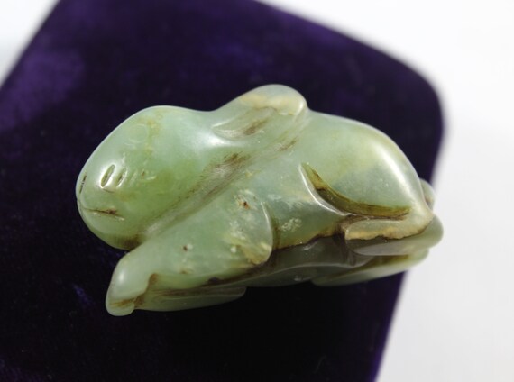 Vintage Chinese Carved Jade Rabbit Pendant - Gem