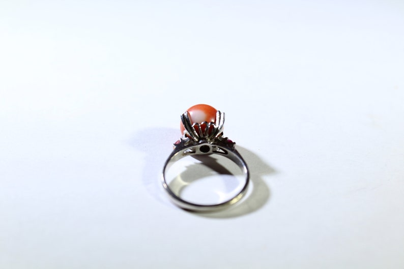 Vintage 14K White Gold Natural Momo Coral Ruby Ring - Etsy
