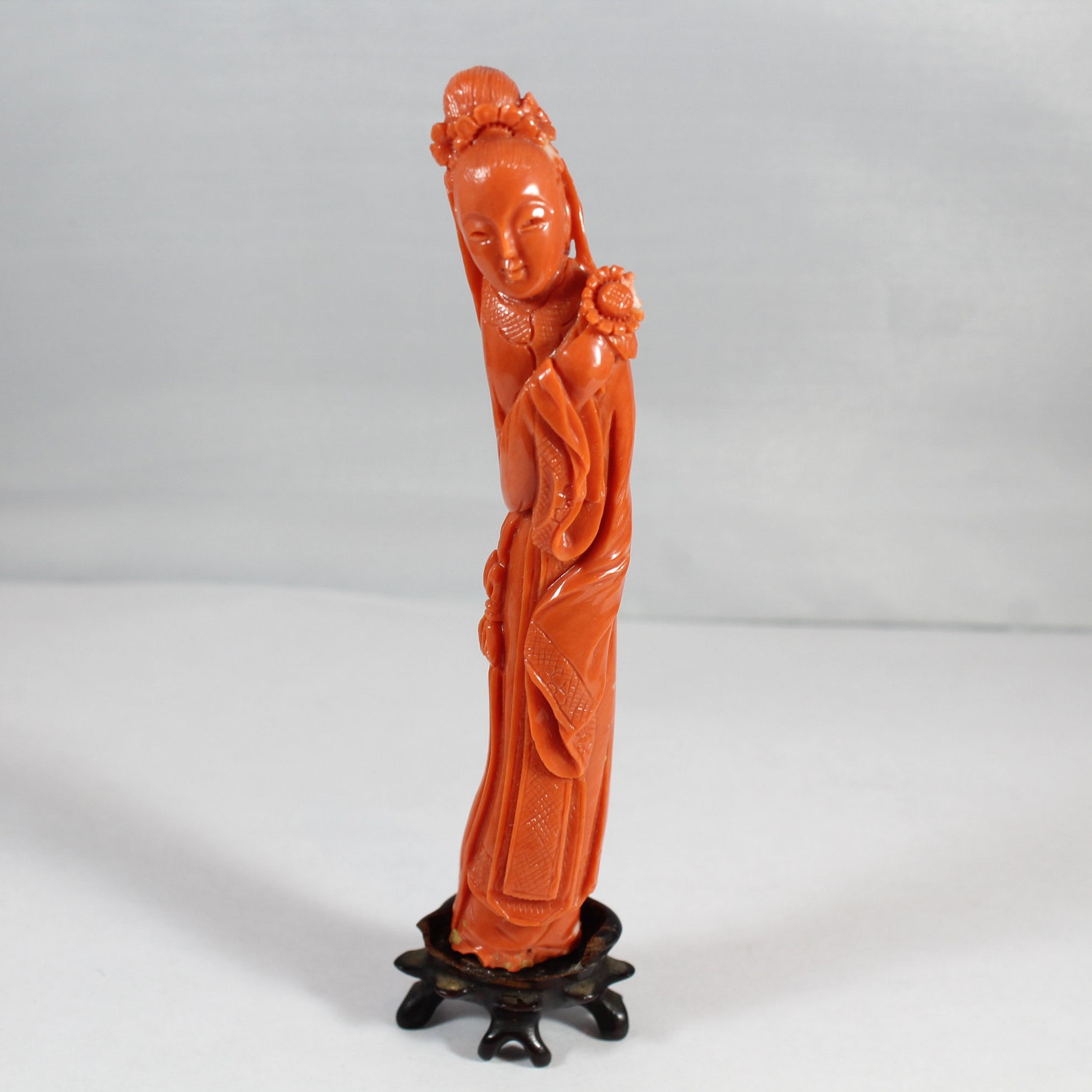 Vintage Carved Woman Natural Momo Coral Statue | Etsy