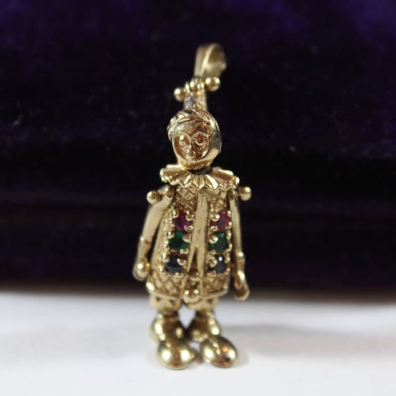 Vintage 10k Gold Clown Boy Natural Ruby Sapphire Emer… - Gem