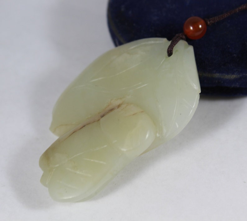 Antique Chinese Carved Cicada Bug and Mulberry Leaf Jade With - Etsy