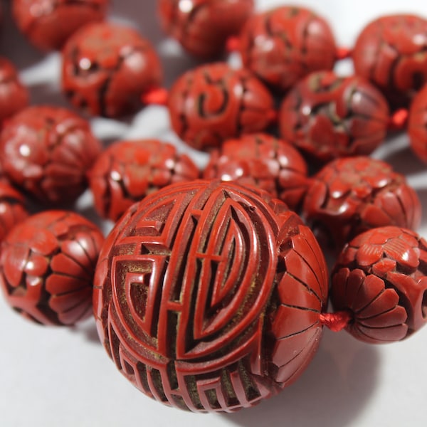 Antique Chinese Carved Bead Necklace - Etsy