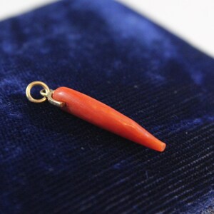 Antique 18k Gold Horn Shape Natural Red Coral Pendant - Etsy