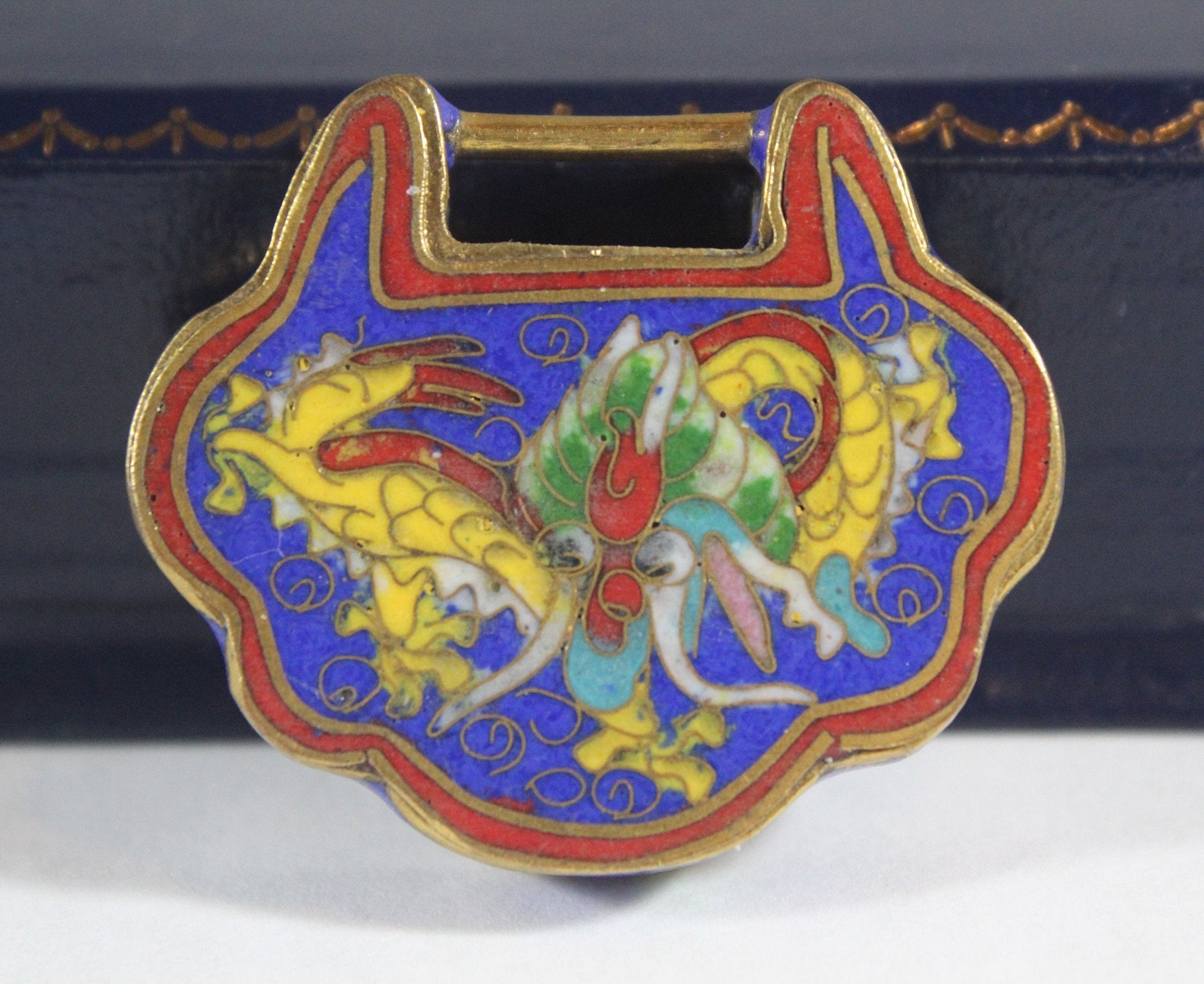 Vintage Enamel Chinese Yellow Dragon Lock - Etsy