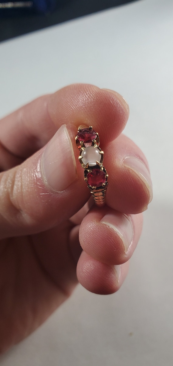 Antique Victorian 10k Ruby Moonstone Ring - Gem