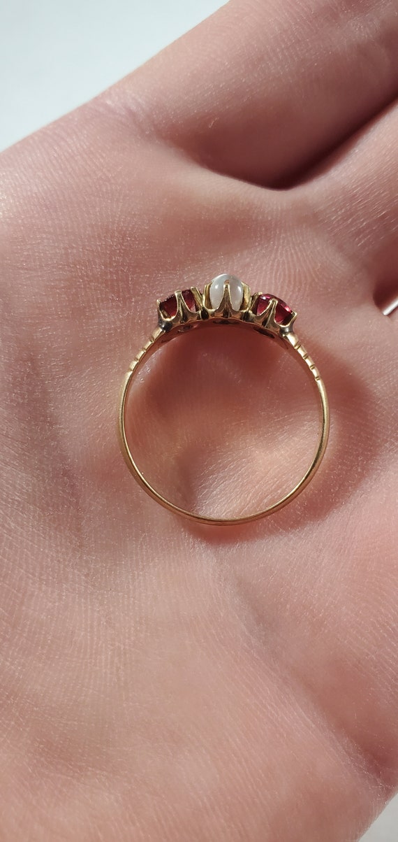 Antique Victorian 10k Ruby Moonstone Ring - Gem