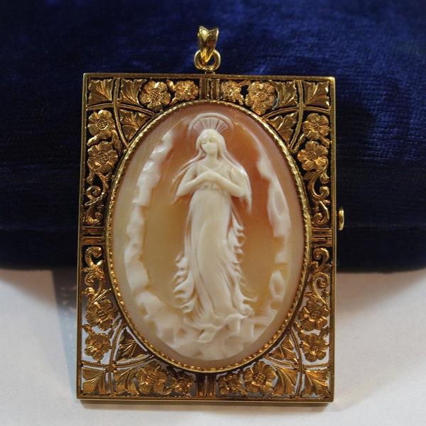 Cameo Flower Pendant - Etsy