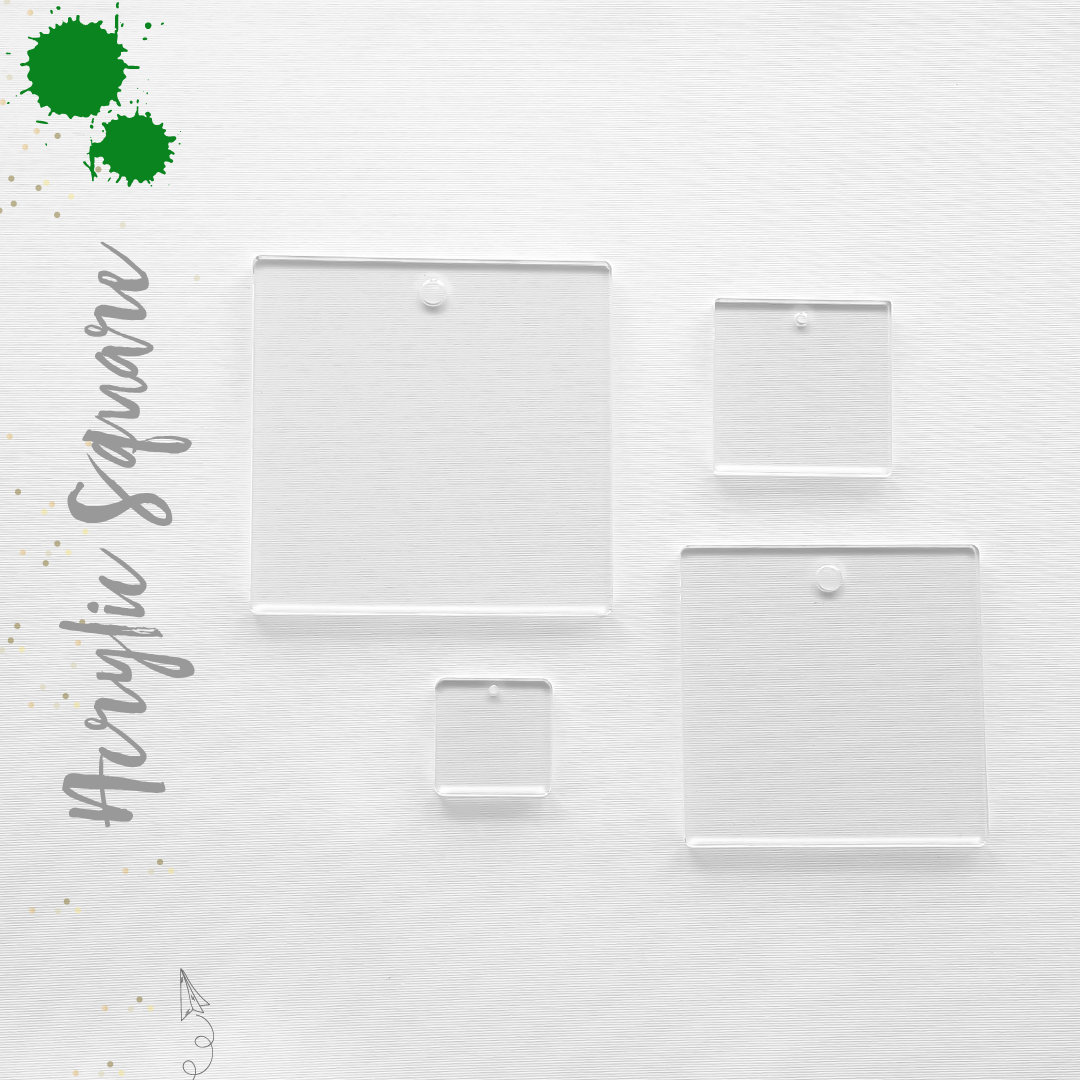 50 Clear Acrylic Square Blanks With Hole ( Select Size ) 1/8 or 1/16 ...