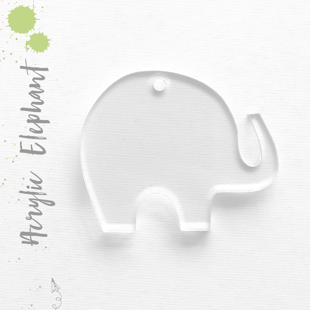 25 Acrylic Elephant Keychain Blanks (SELECT SIZE & COLOR ) 1/8 Thick ...