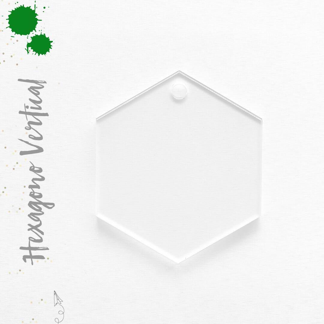 25 Acrylic Keychain Blanks: Vertical Hexagon, Laser Cut, Polished Edges ...