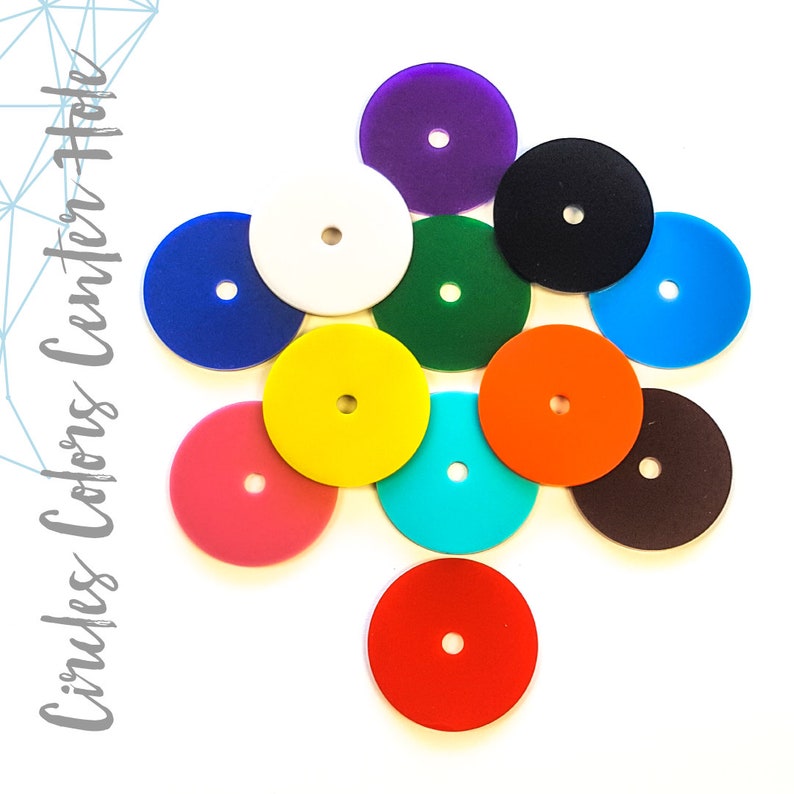 25 Acrylic Circle SOLID COLORS With 1/4" Center Hole ( Select Size and ...